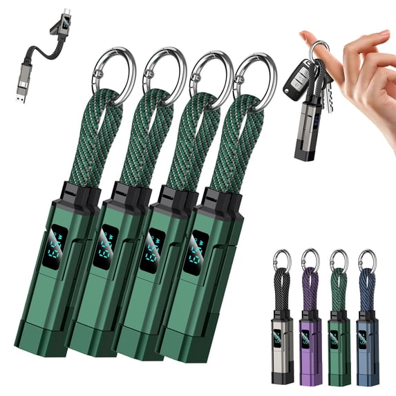 Borikise 4-in-1 Smart Digital Display Keychain Charging Cable, Fast USB ...