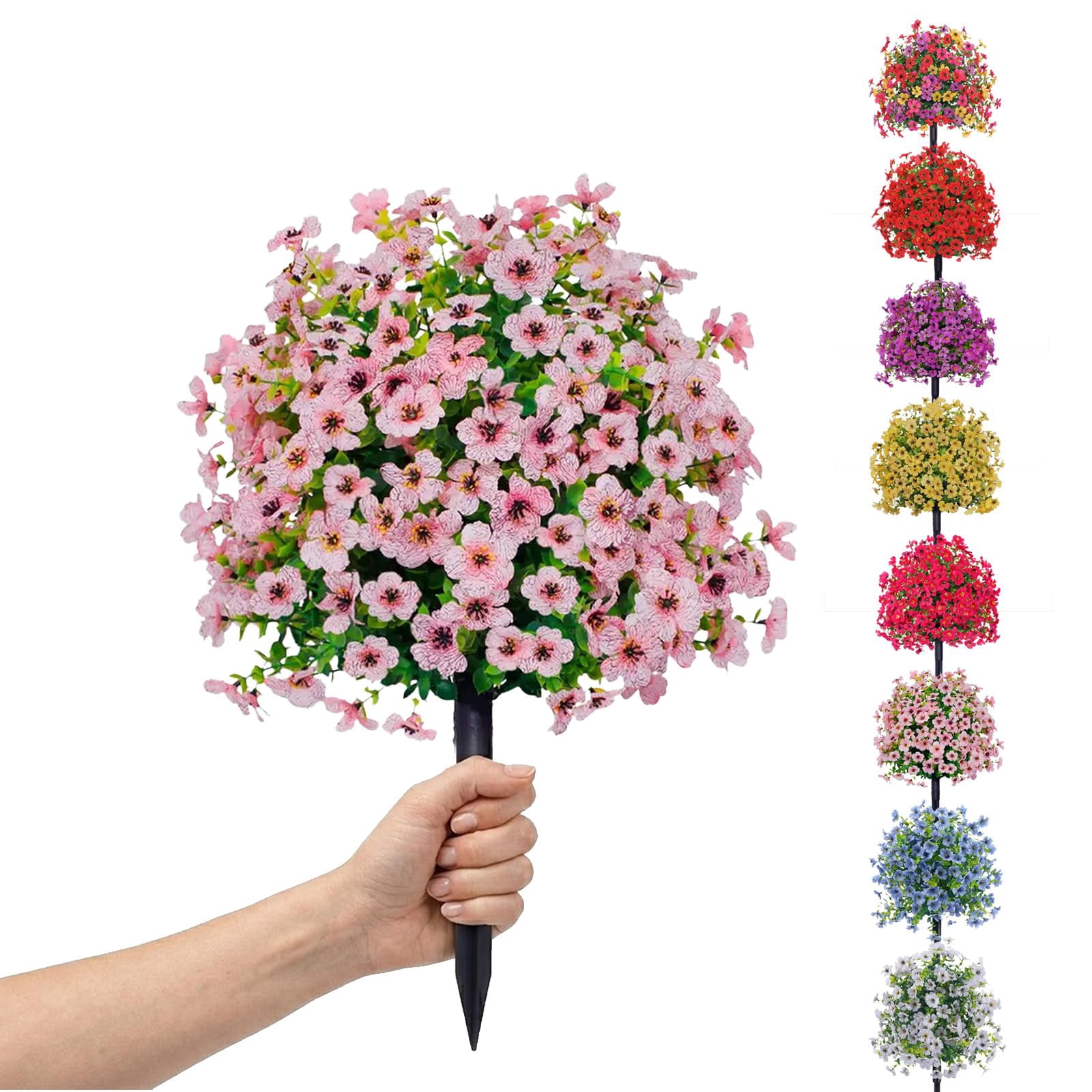 Borikise Artificial Petunias with Ground Stake, No Maintenance Lifelike ...