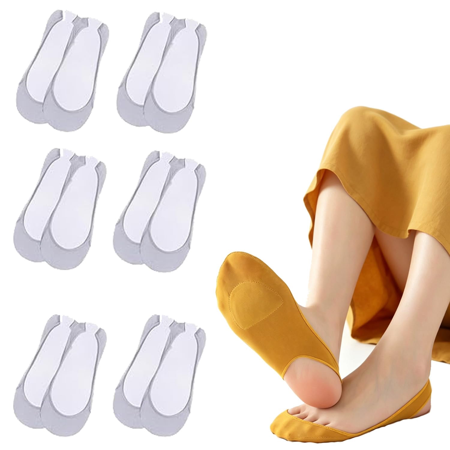 Borikise Ice Silk Invisible Liners, Women's Non-Slip No-Show Ultra-Thin ...