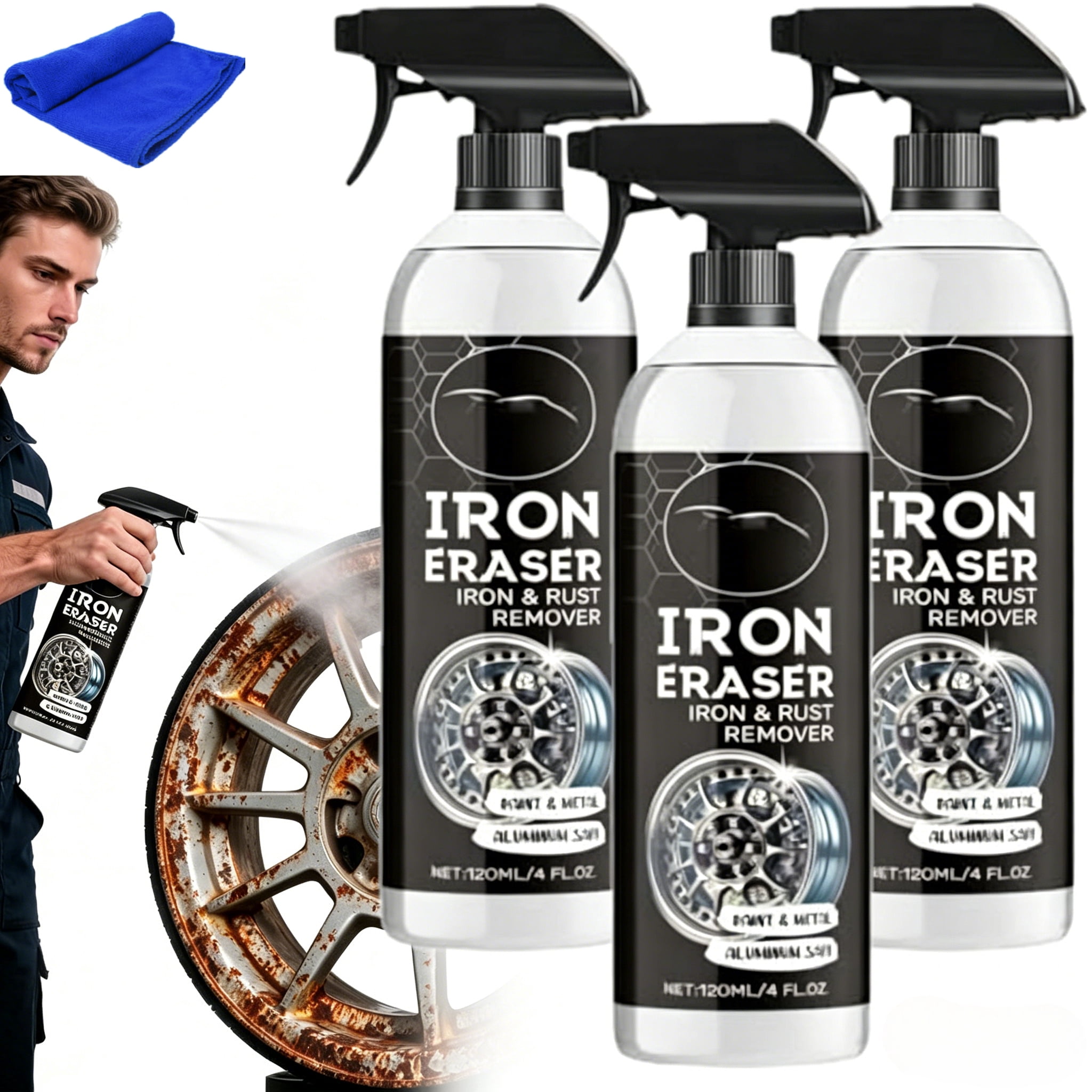 Borikise Iron Eraser Rust Remover Spray, Fast Acting Car Rust Remover ...