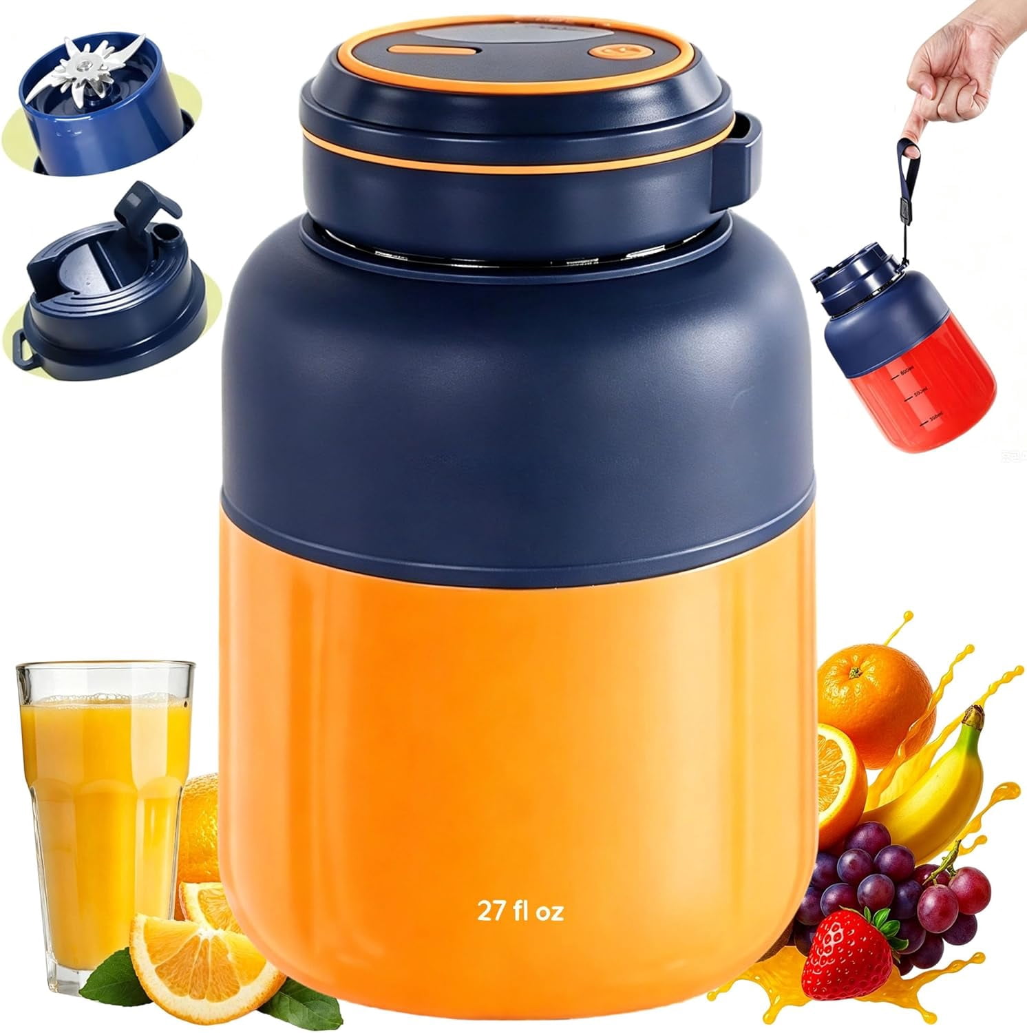 Borikise Portable Wireless Juicer Cup, 45oz USB-C Rechargeable Blender ...
