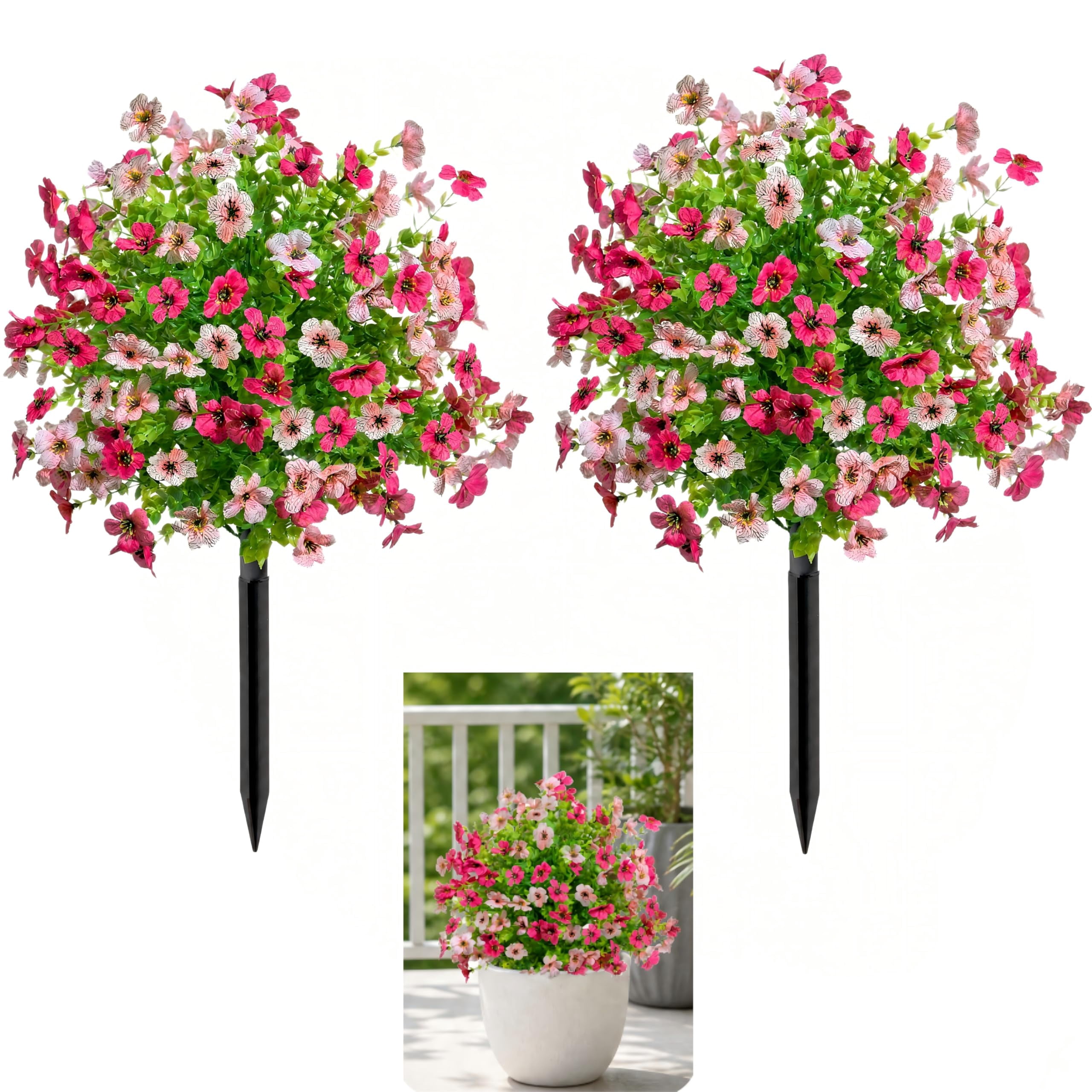 Borikise UV Resistant Artificial Outdoor Flowers Faux Greenery Shrubs ...