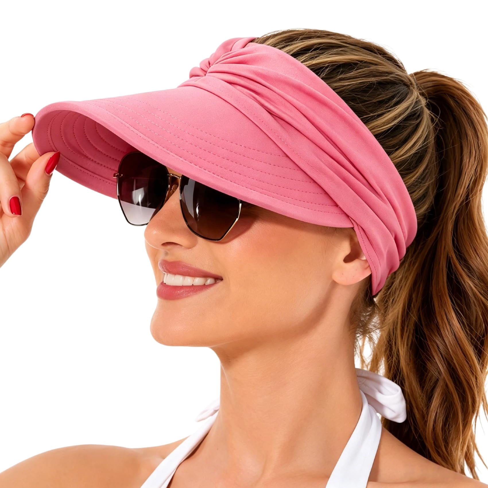 Borikise Women's UPF 50+ Sun Visor Ponytail Hat Open Top Breathable ...