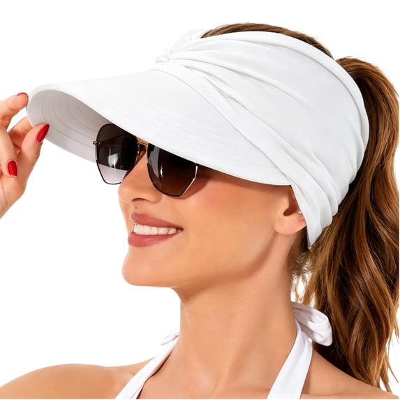 Borikise Women's UPF 50+ Sun Visor Ponytail Hat Open Top Breathable ...