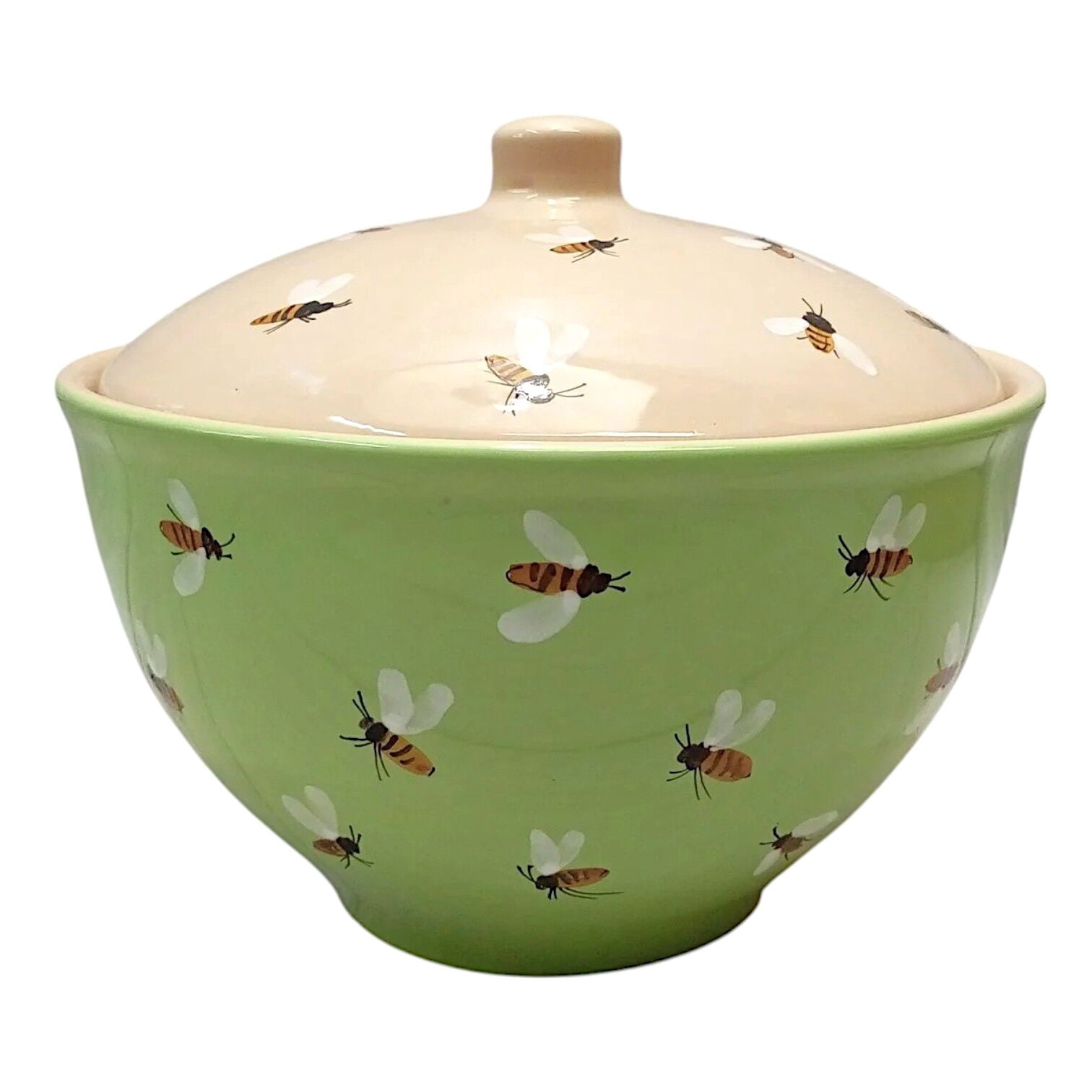 Borisovskaya Keramika Bee Clay Salad Bowl with Lid 76 fl oz (2.25 L ...