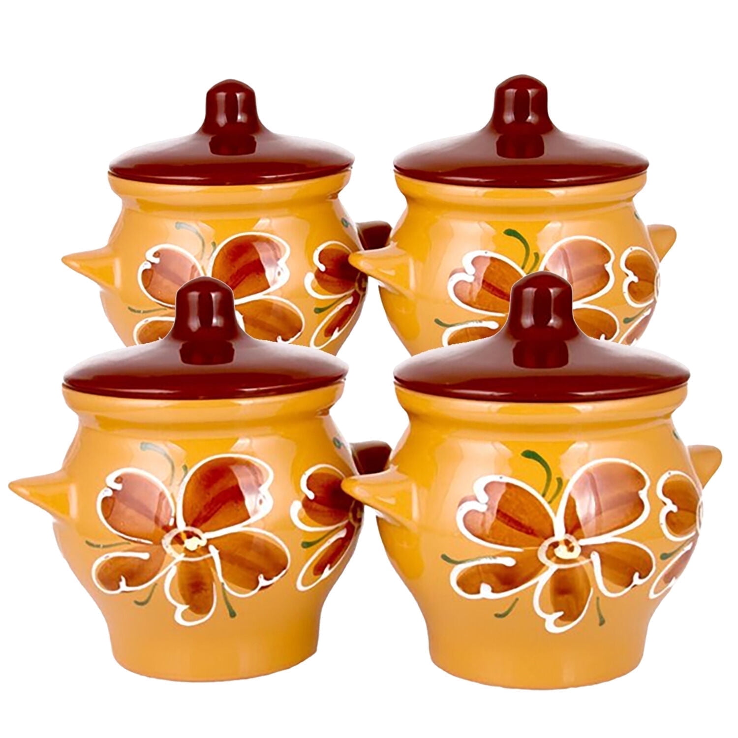 Borisovskaya Keramika Clay Baking Pot with Lid Set of 4 pcs 22 fl oz ...