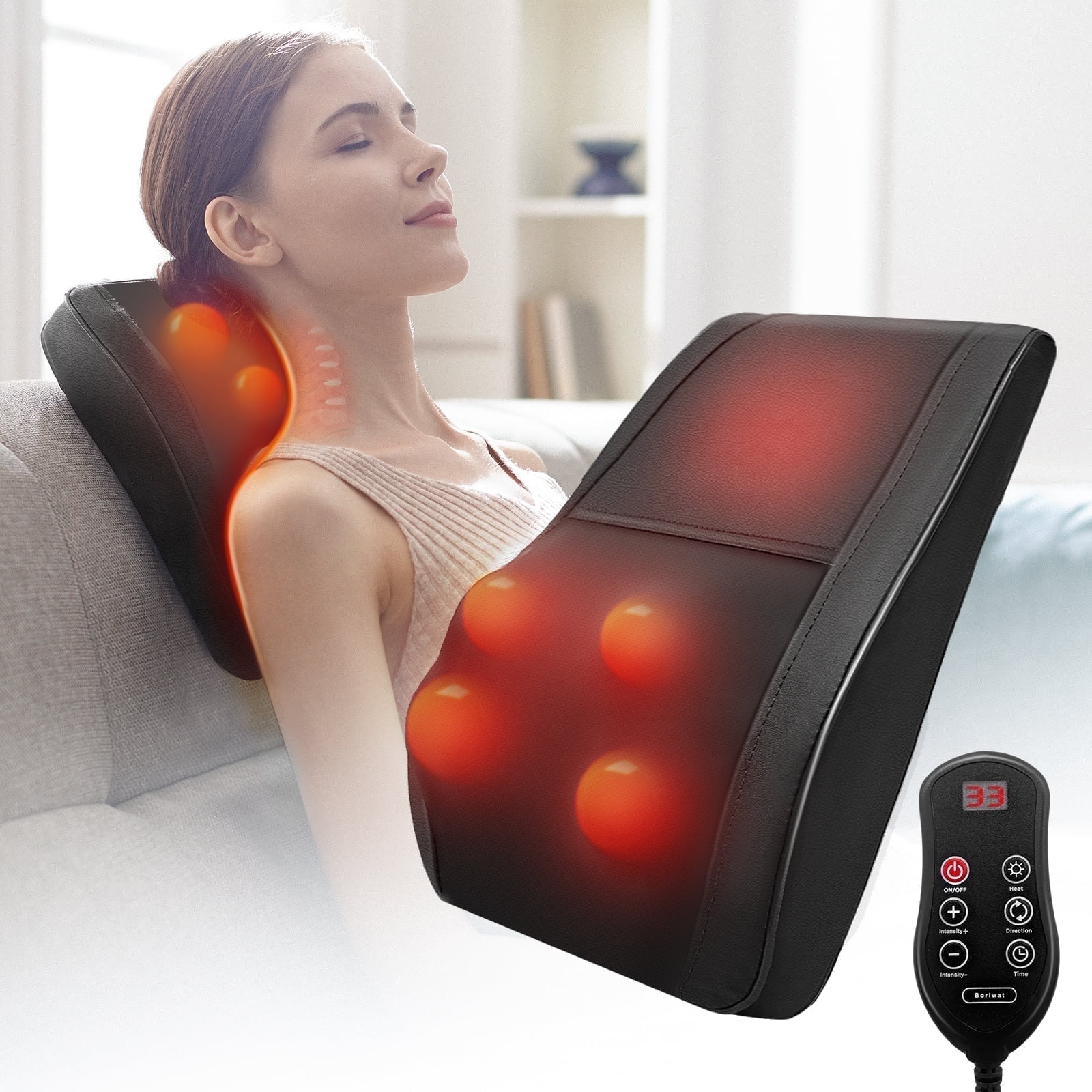 Free Shipping! Cordless Back Massager, Boriwat Shiatsu Back Neck Massager with Heat for Shoulder ...