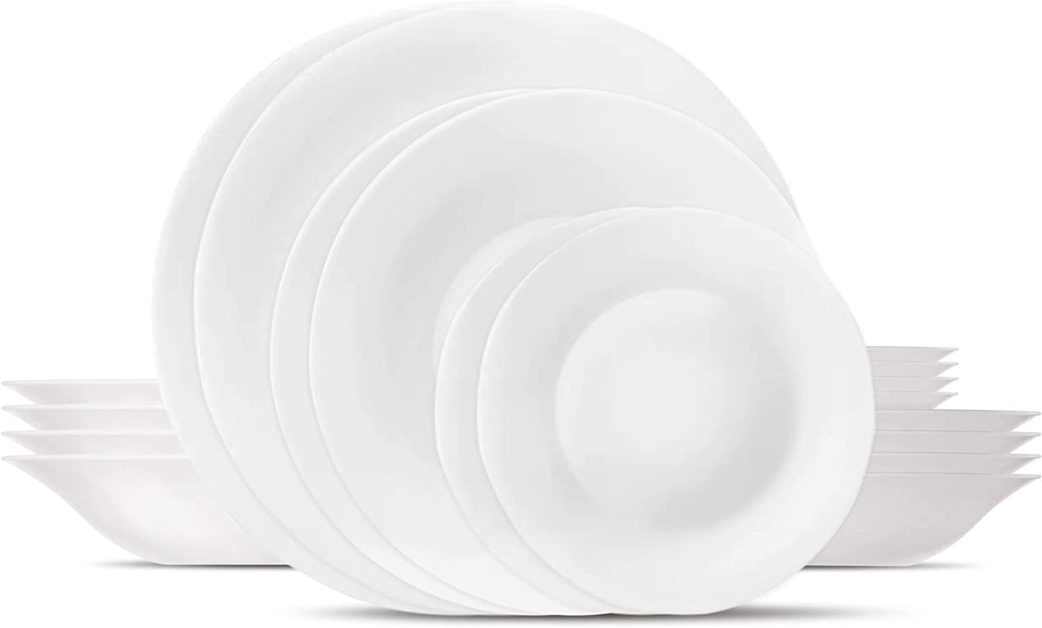 Bormioli Rocco 18 piece White Moon Dinnerware, Sets For 6, Tempered ...
