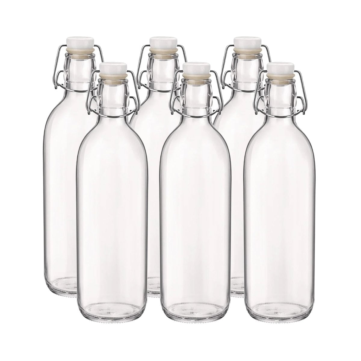Bormioli Rocco Emilia Glass Bottles (Set of 6) | 33.75oz (1L) - Walmart.com