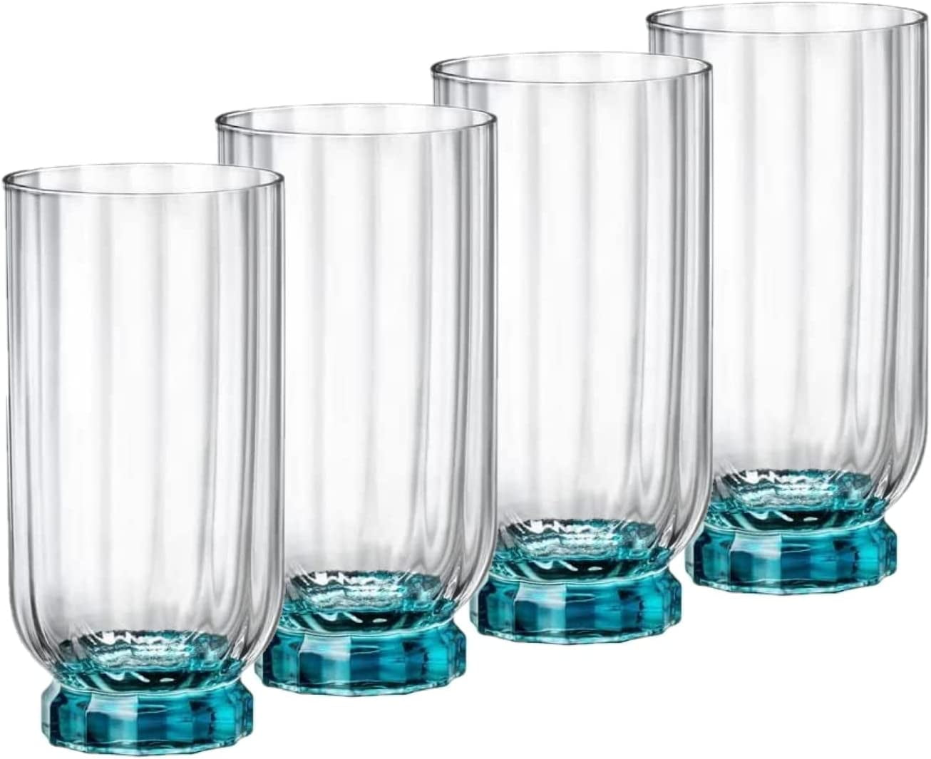 Bormioli Rocco Florian Set Of 4 Highball Glasses, 14.5 Oz. Lucent Blue ...
