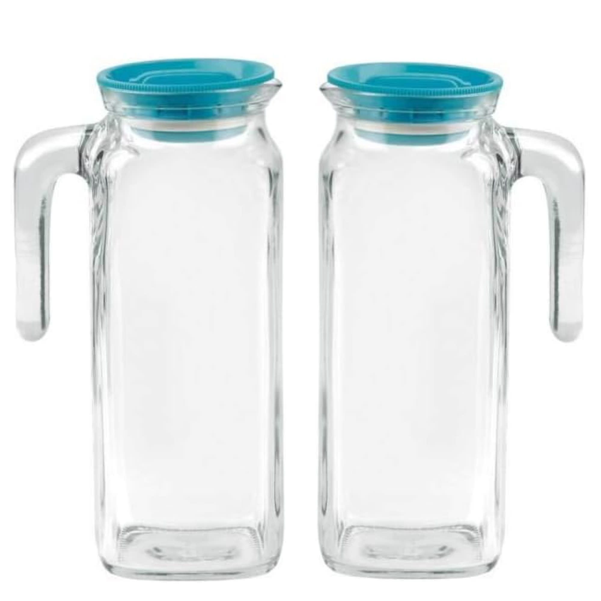 Bormioli Rocco Frigoverre Classic Jug 33.75 oz - with Teal Lid - Set of ...