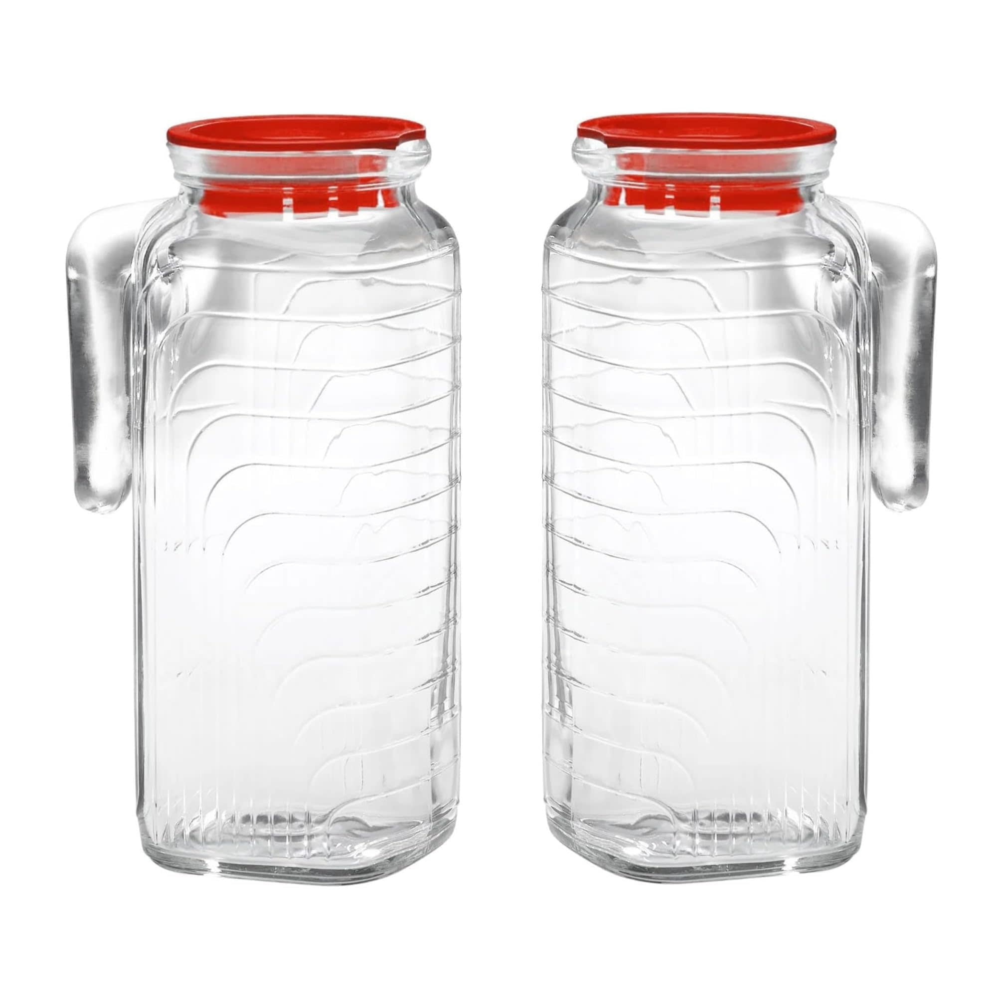 Bormioli Rocco Gelo 33.75 Oz Glass Pitchers with Lid - Set of 2 Carafe ...
