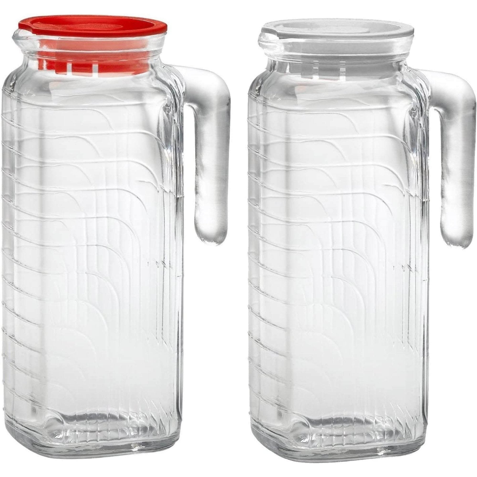Bormioli Rocco Gelo Set of 2 Glass pitchers, 33.75 Jug with Lid, Carafe ...