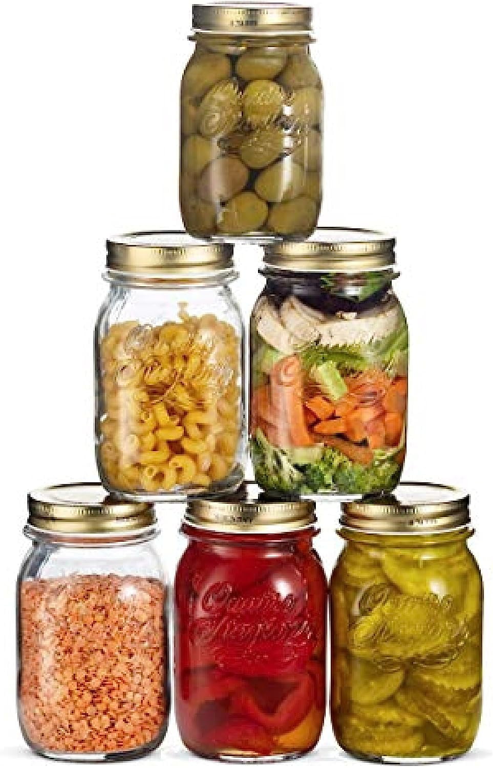 Bormioli Rocco Quattro Stagioni set of 6 Clear Airtight Mason Jars, 17 ...