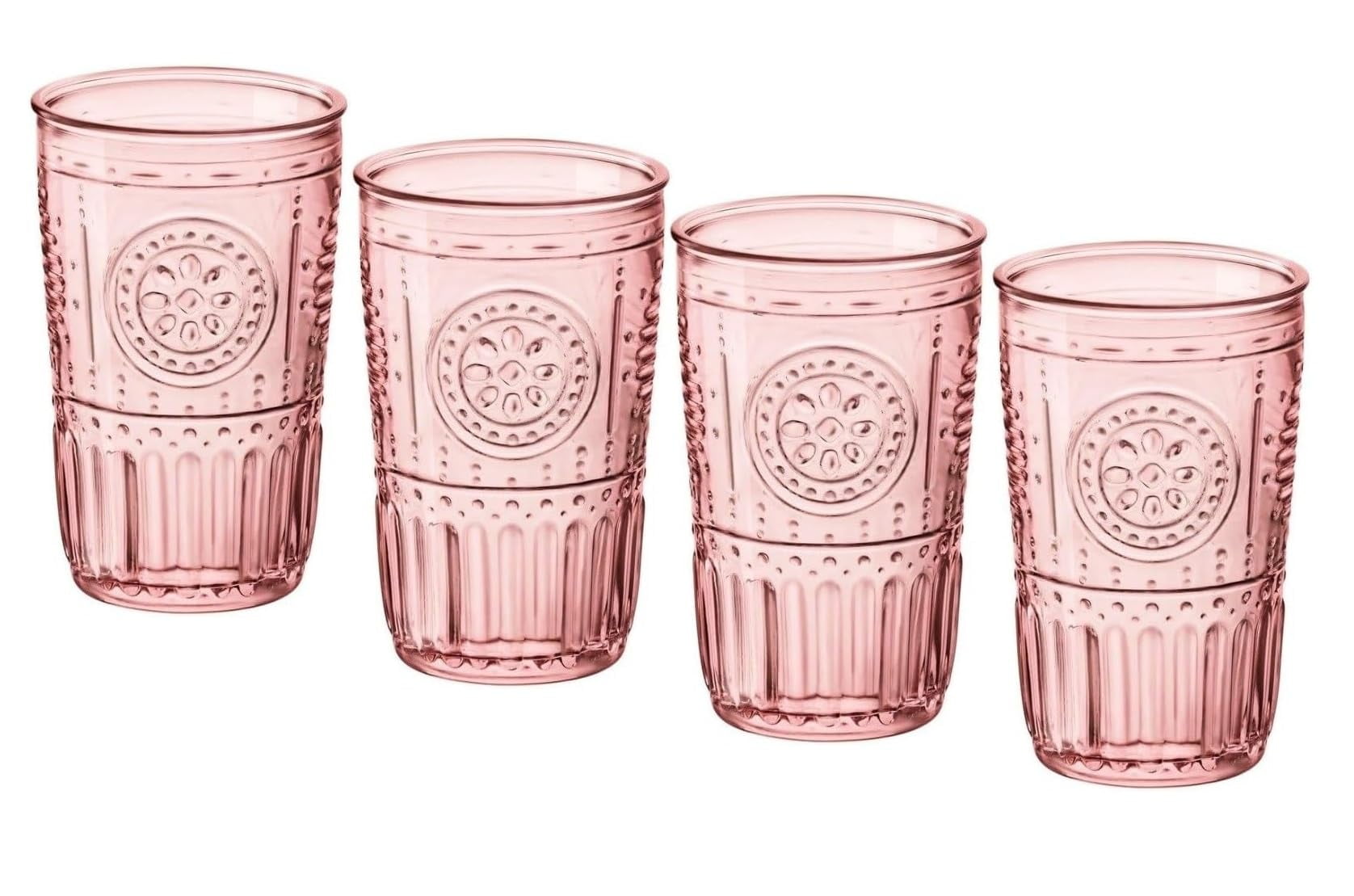 Bormioli Rocco Romantic 16 oz. Cooler Glass Set of 4 - Juice Drinking ...