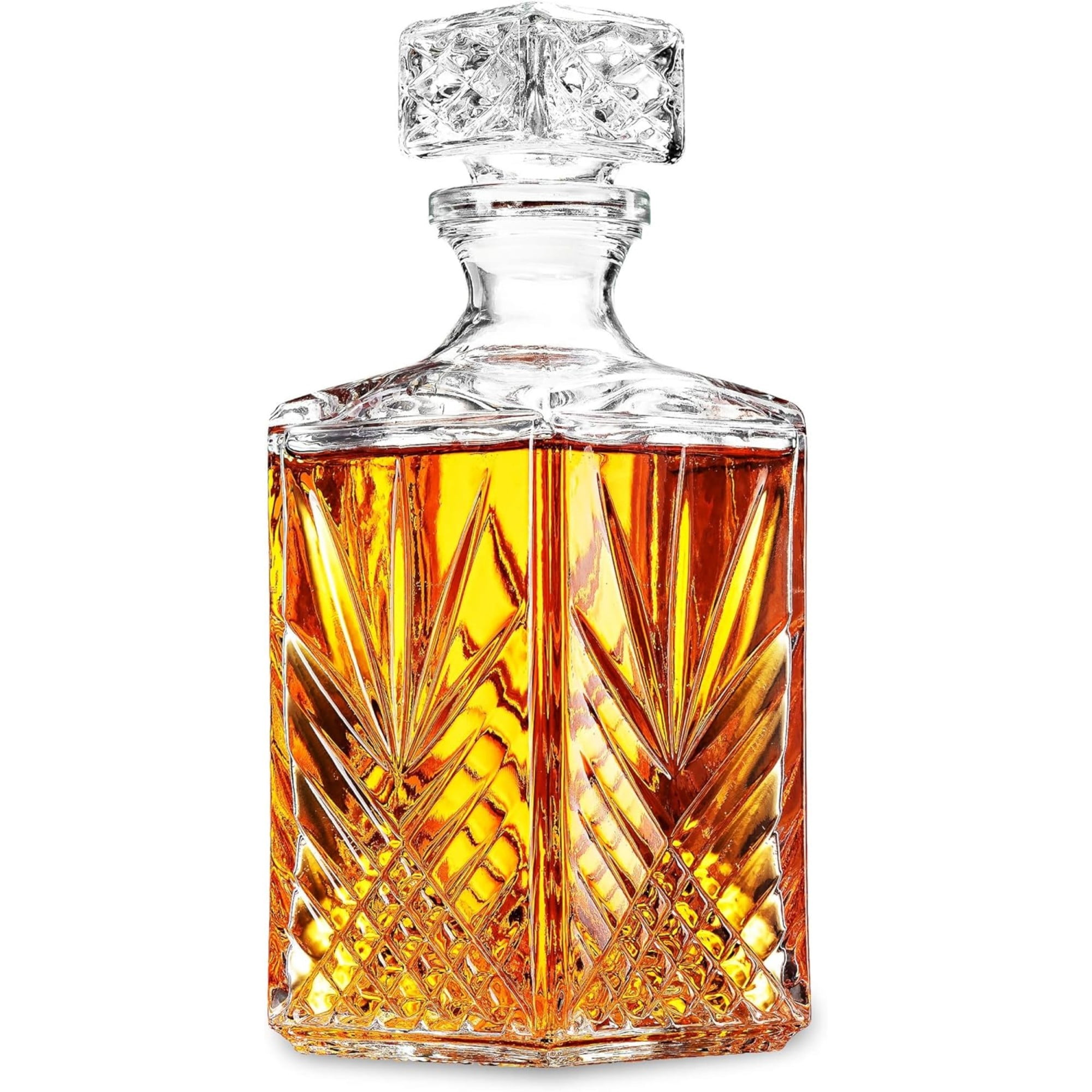 Bormioli Rocco Whiskey Decanter, 33.75oz Clear Glass, Diamond Pattern ...