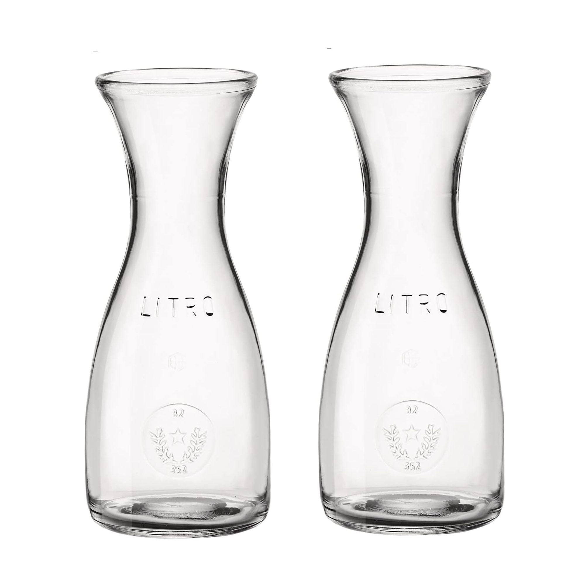 Bormioli Rocco Set Of 2 Misura Pz Carafes, 33.75 Oz. Wide Mouth Clear ...