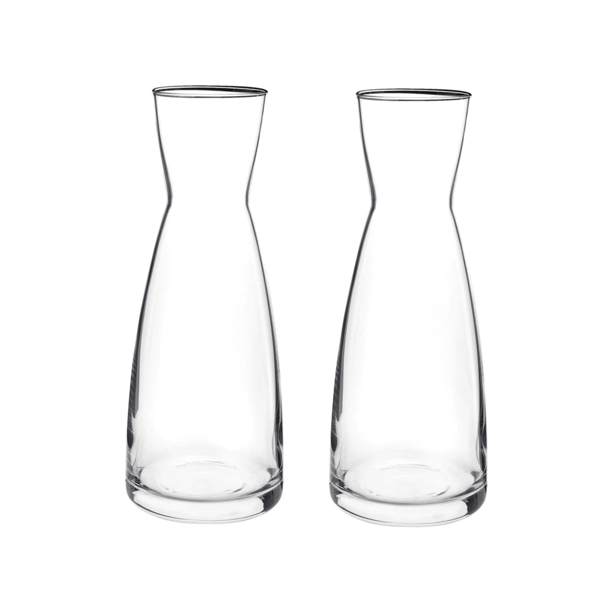 Bormioli Rocco Set Of 2 Ypsilon Carafe, 36.5 Oz. Star Glass Pitcher For Water, Juice, Ice Tea Or ...