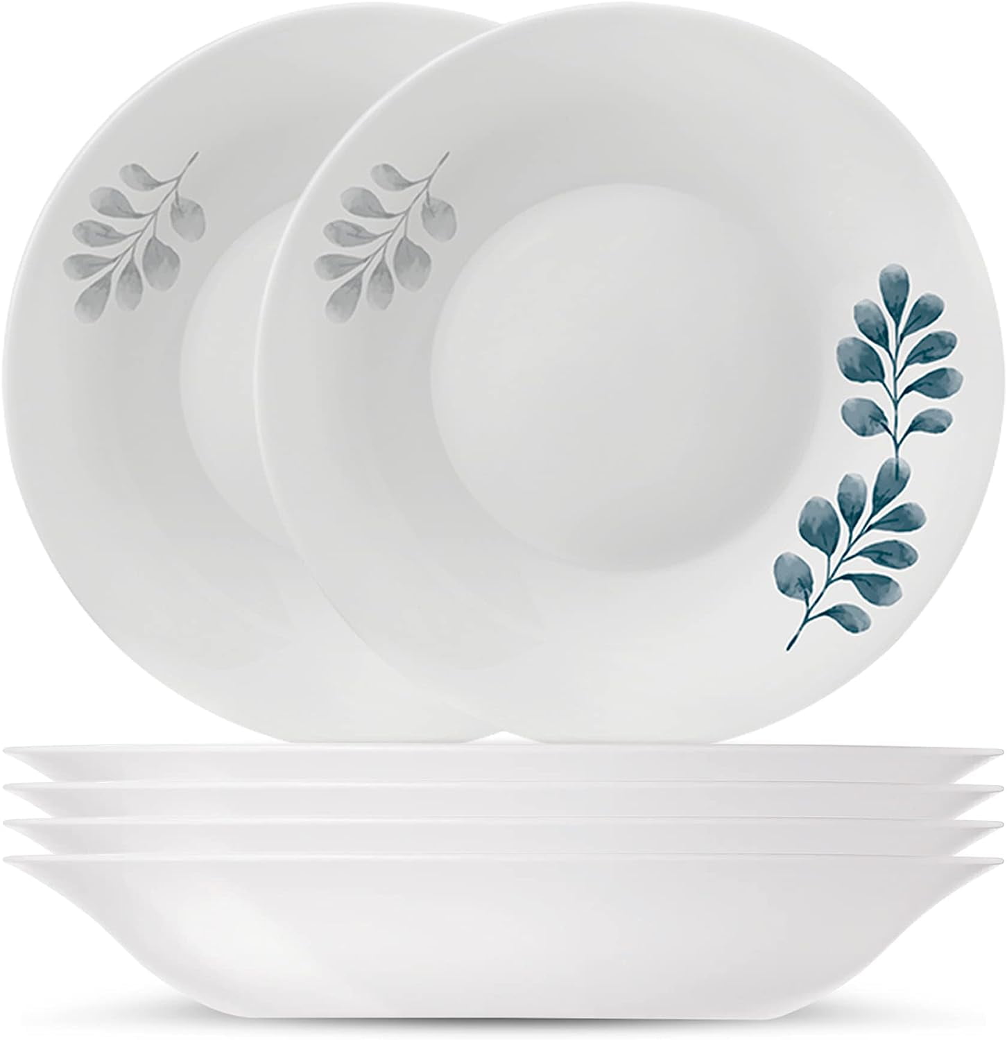 Bormioli Rocco Set Of 6, White Moon Botanica Blue 9 Inch Pasta Bowls ...