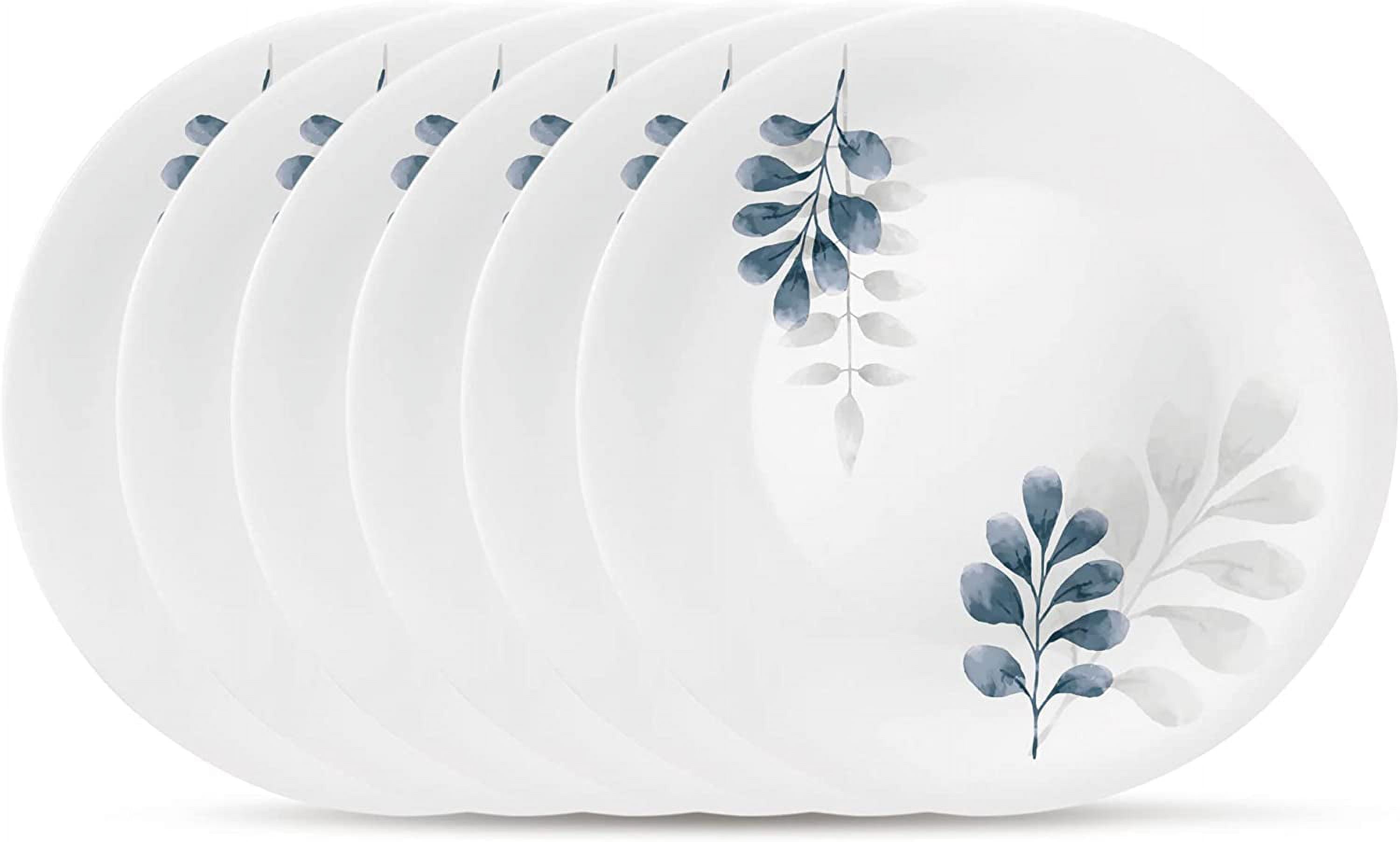 Bormioli Rocco White Moon Botanica Blue, Set Of 6, 10.75" Dinner Plates ...