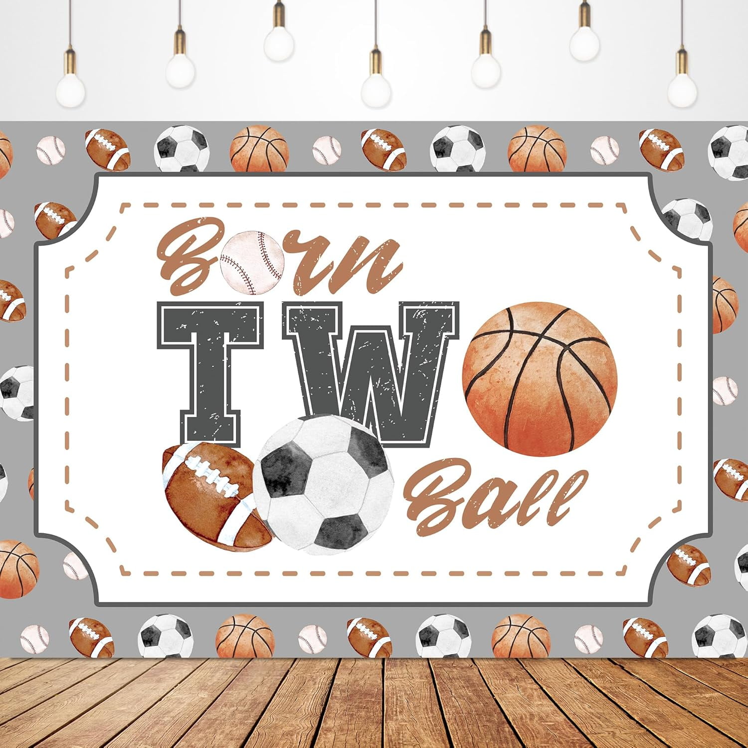 Born 2 Ball Birthday Decorations Backdrop for Photography 2nd Boys Bday ...