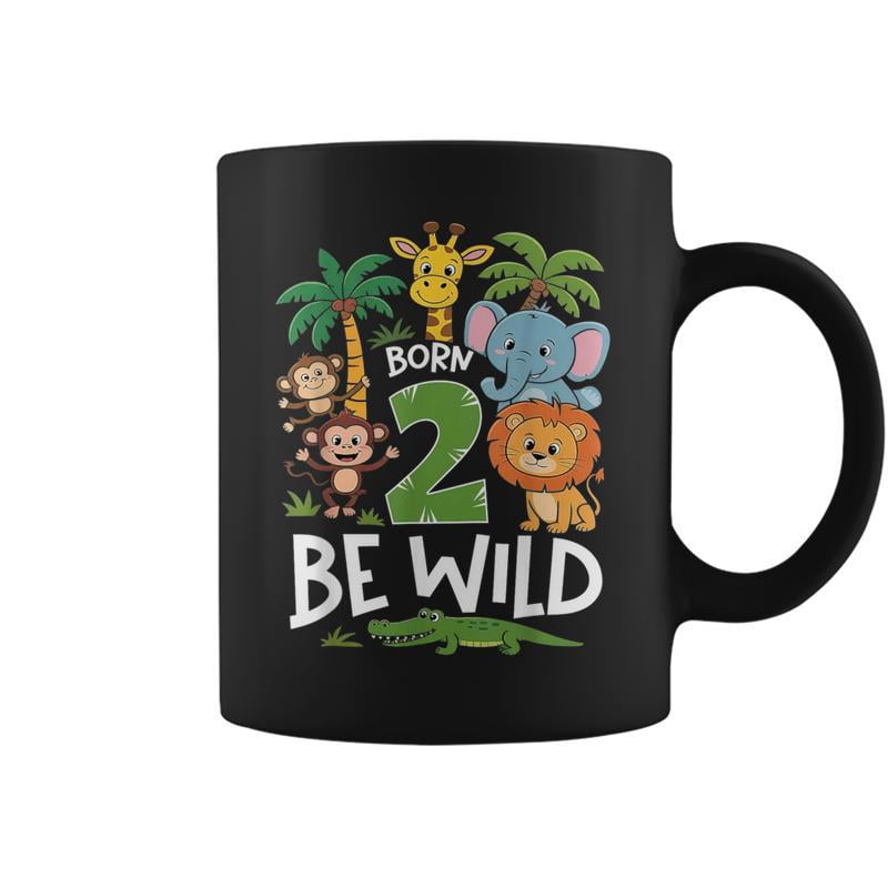 Born 2 Be Wild 2Nd Birthday Zoo 2 Year Old Boy Second Bday Coffee Mugs ...