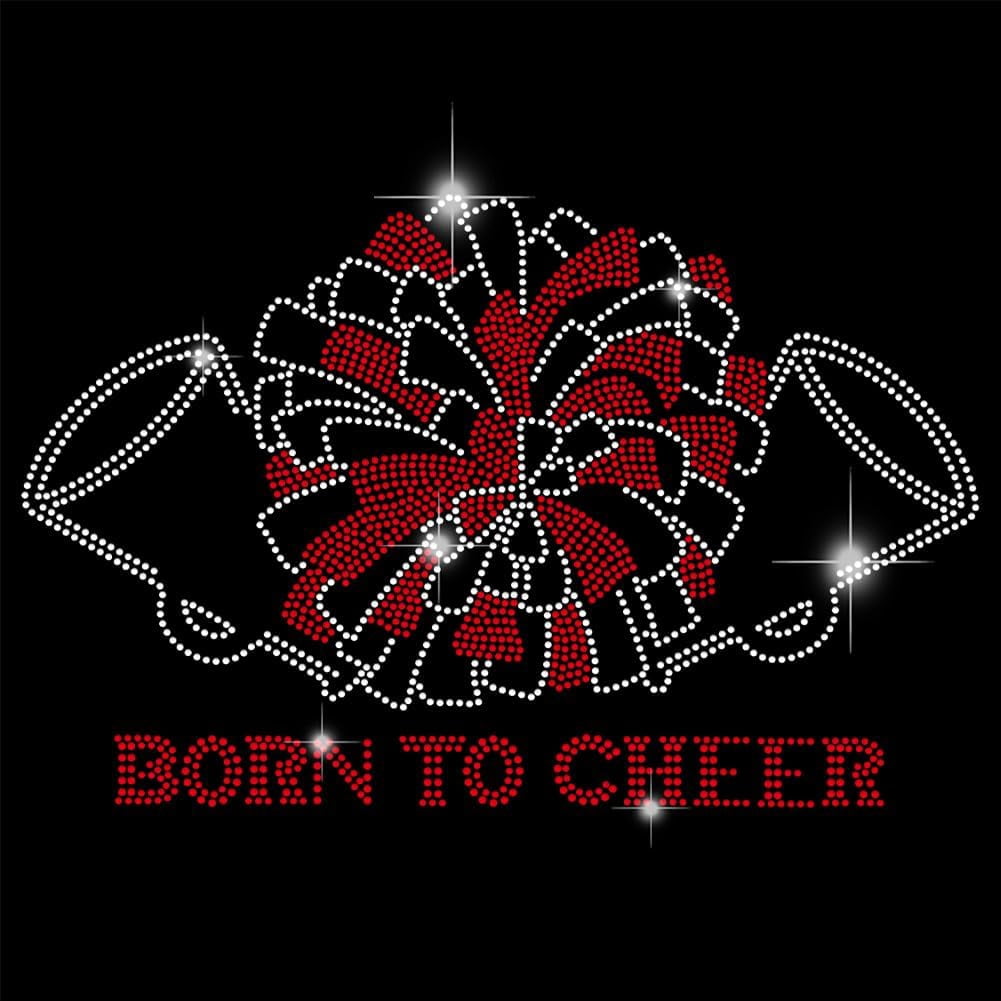 Born to Cheer Iron On Rhinestone Transfer Cheerleader Crystal Heat ...