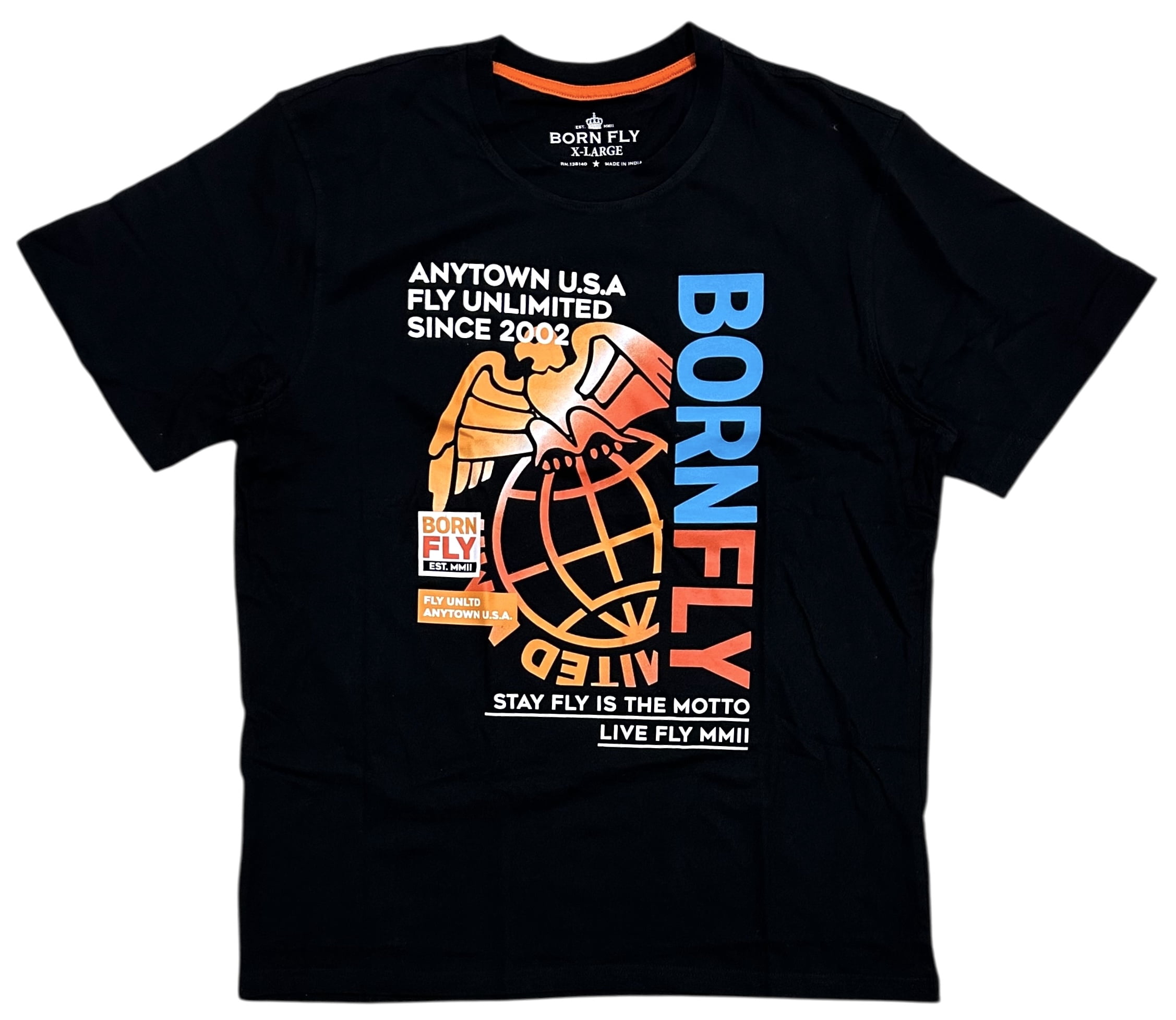 Born Fly Men's T-Shirt Global Eagle Premium Short Sleeve Tee (Medium ...