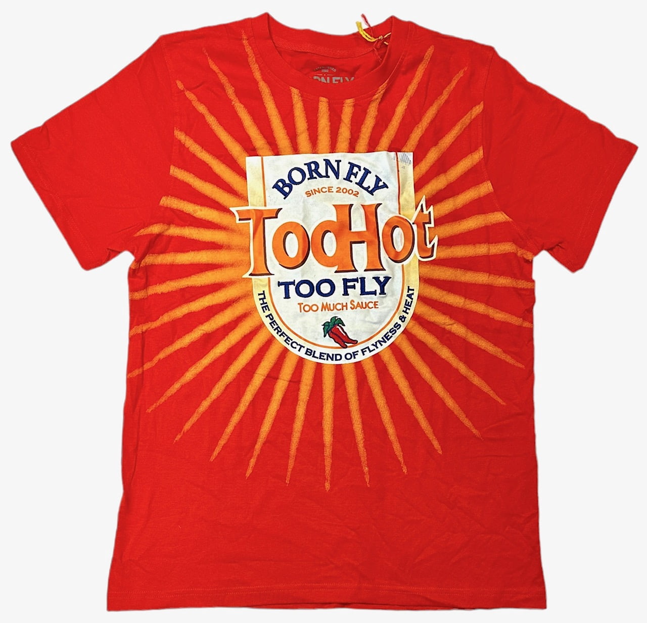 Born Fly Men's Too Hot Sauce Embroidered Premium Tee T-Shirt in Orange ...
