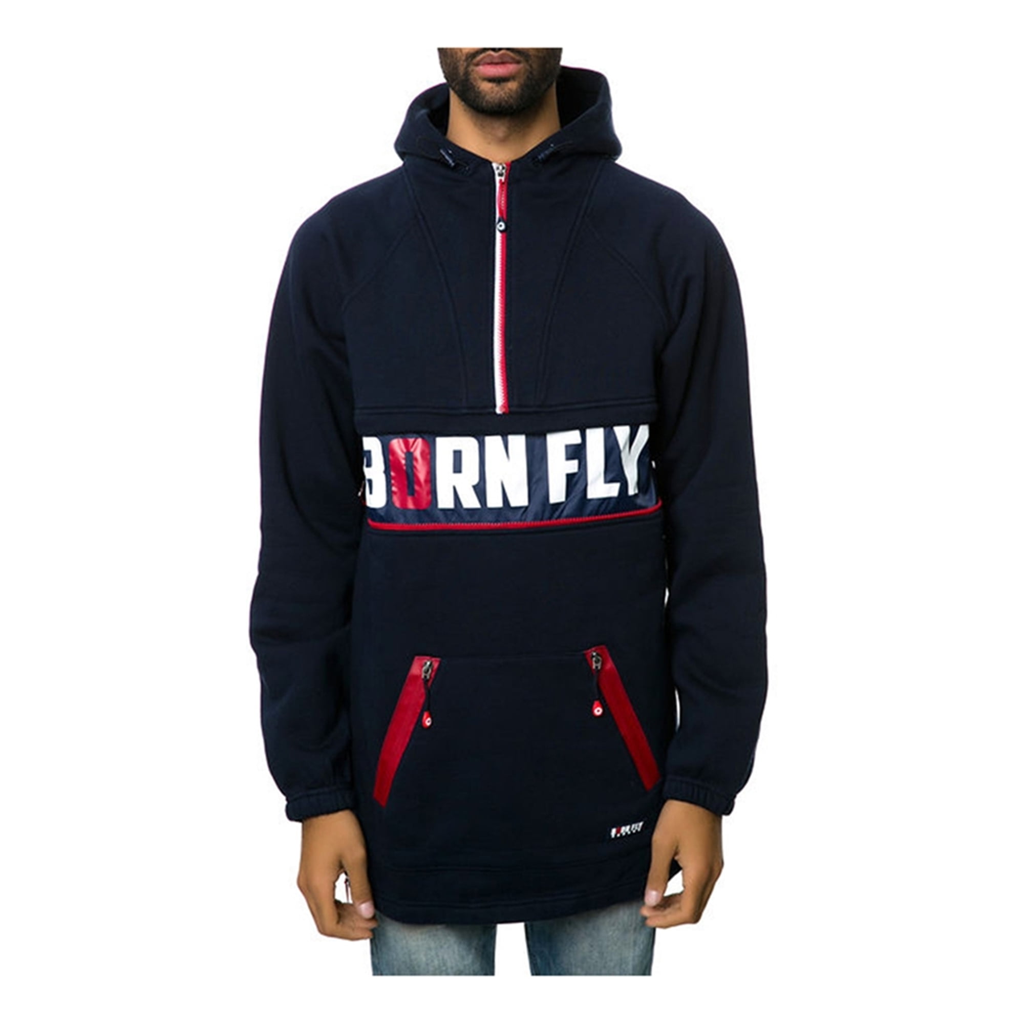 Born Fly Mens The Rango Fleece Parka Hoodie Sweatshirt, Blue, Small ...