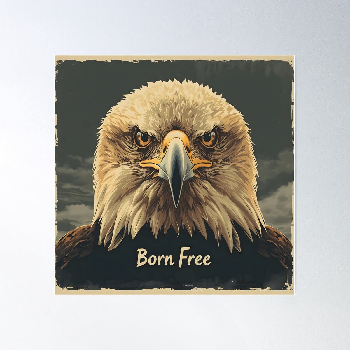 Born Free Eagle – Powerful Freedom Wildlife Illustration, Stretched ...