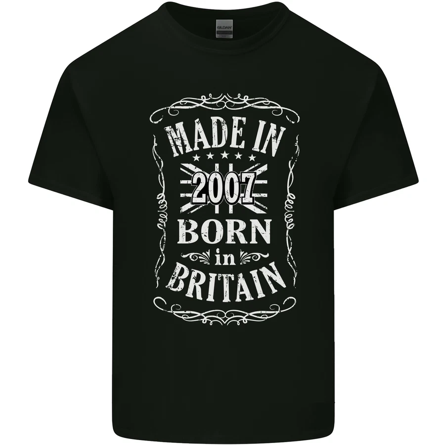 Born In Britain 19th Birthday Made 2007 Retro Style Cotton Shirt,for ...
