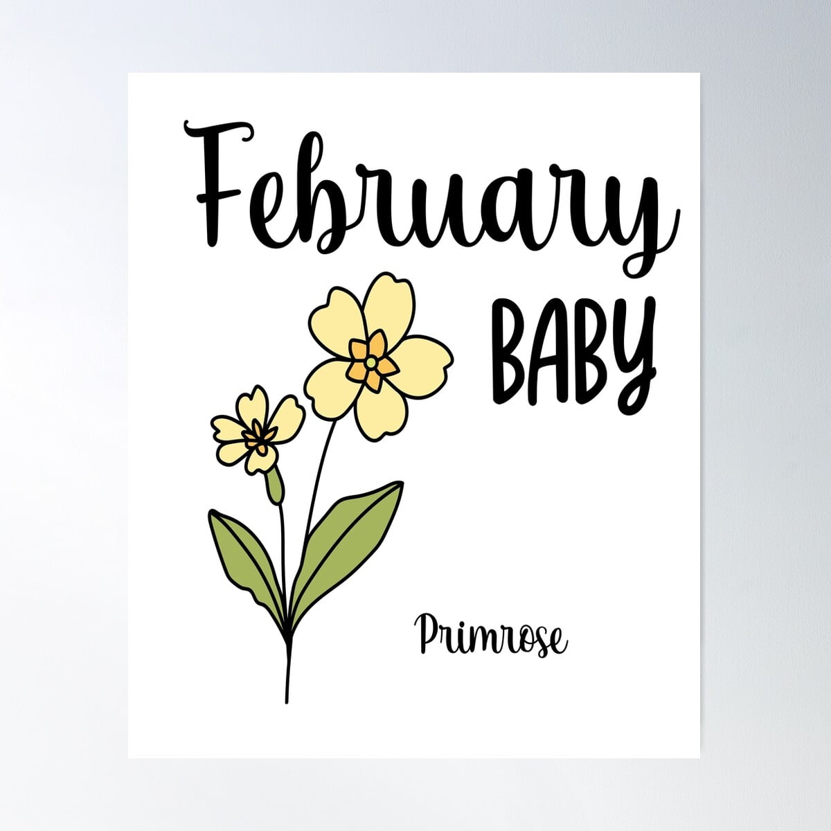 Born In February Primrose Birthday Birth Month Flower Poster Wall Art ...