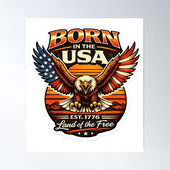 Born In The USA Est 1776 Heritage Wall Art Stretched Canvas 12x16in ...