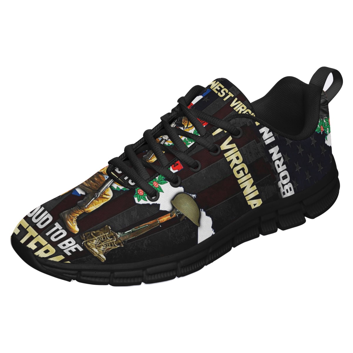 Born In West Virginia Proud To Be A Veteran Running Shoes Sneakers Mesh ...