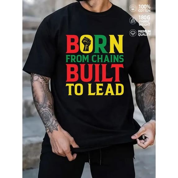 Born to Lead men's black 180G 100% Cotton Unique designs, summer prints ...