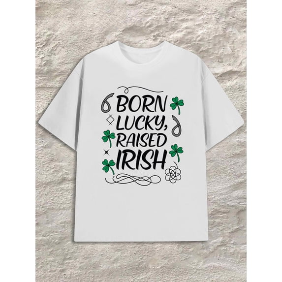 Born Lucky Irish mens white Summer wear Vintage-inspired, comfortable ...