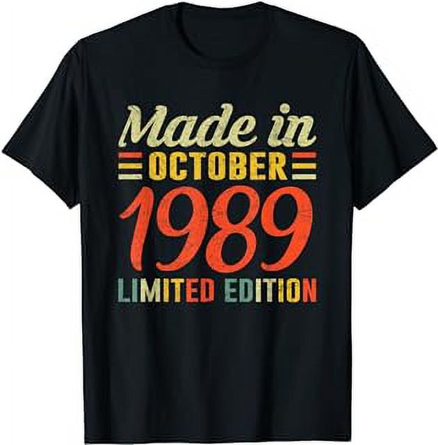 Born October 1989 Birthday Gift Made in 1989 31 Years Old T-Shirt ...