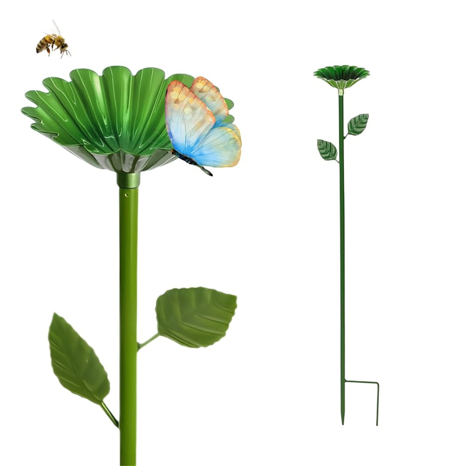 Born Pettry 1 Pack Bee Watering Station, Bee Cups for Garden Metal Bee Water Feeder with Flower ...