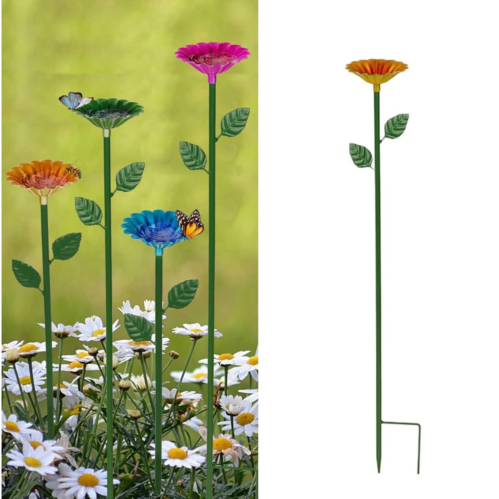 Born Pettry Bee Watering Station – Metal Flower-Shaped Bee Cups for ...