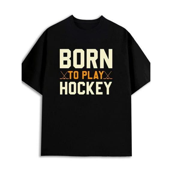 Born to Play Hockey 180G 100% Cotton 180G 100% Cotton men's short top 3xl black Retro Unisex ...