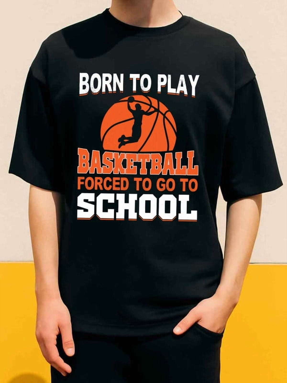 Born to Play for men Exercise 180G 100% Cotton black gym basketball ...