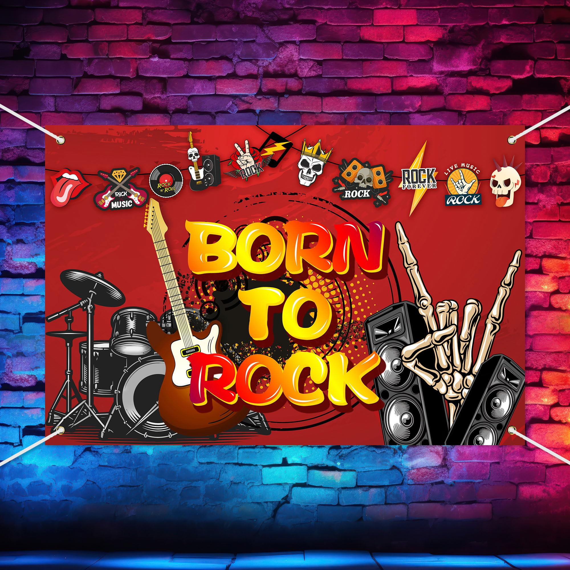 Born to Rock Backdrop DHF10 Banner Let's Rock N Roll Theme Background ...
