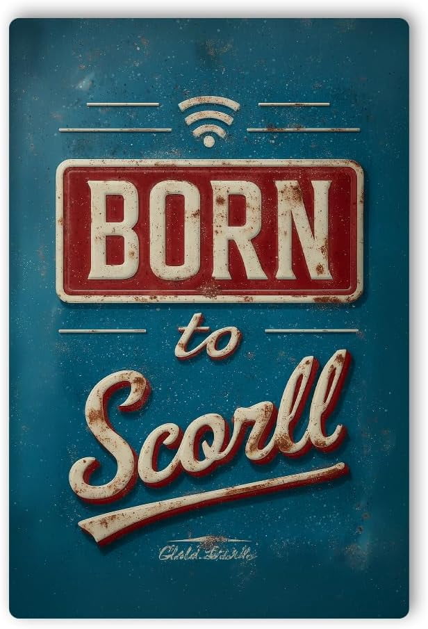 Born to Scroll Metal Poster by DC | Vintage Tin Sign Wall Art for ...