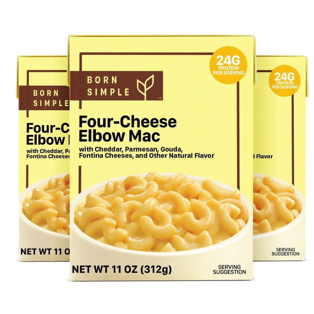 Born Simple Prepared Meals STF9 - Ready to Eat Four-Cheese Elbow Mac and Cheese | 24g Protein ...