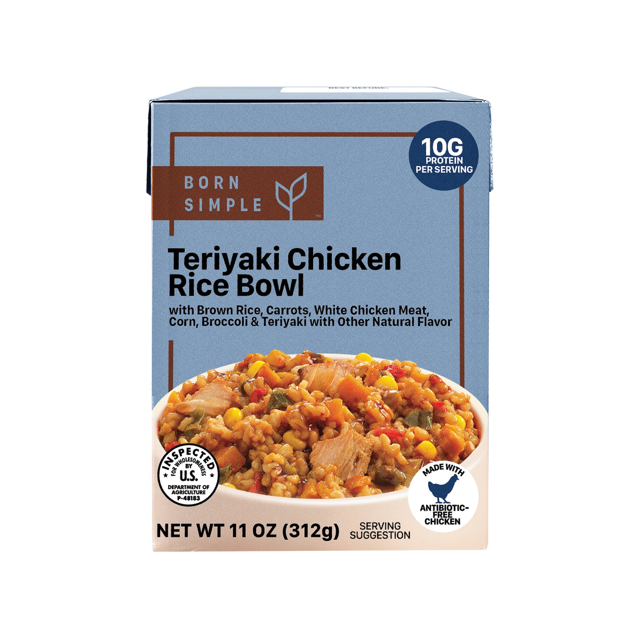 Born Simple Teriyaki Chicken Rice Bowl, 11 oz Shelf-Stable Box ...