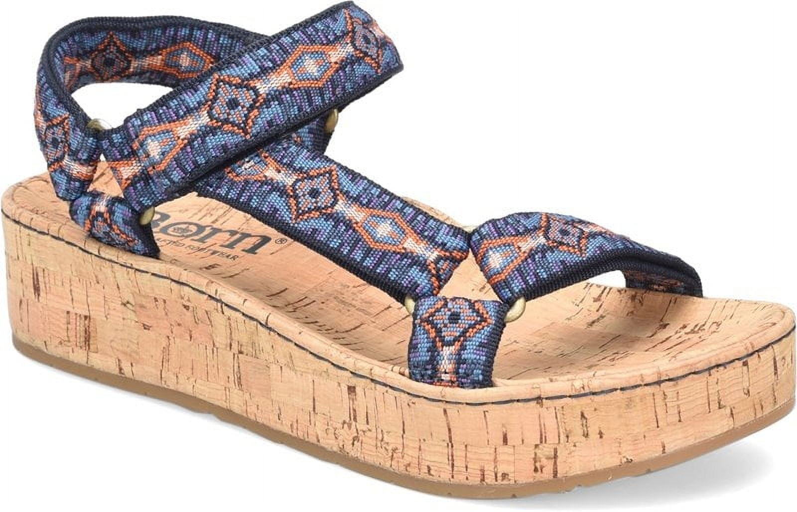 Born Sirena Sandal Navy Multicolor Fabric BR0035474 Cork Footbed Womens ...