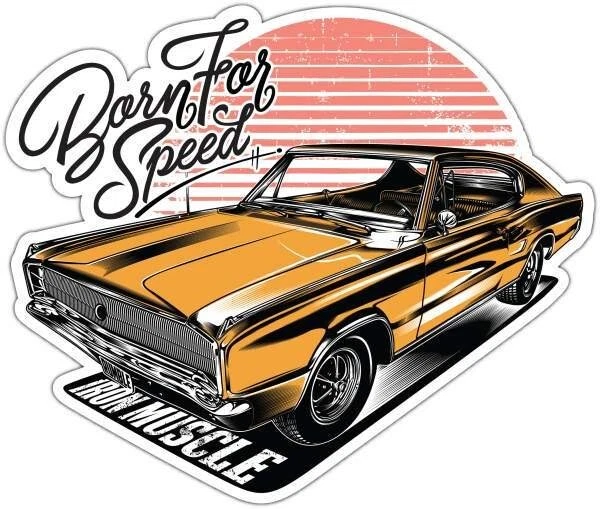 Born For Speed Iron Muscle Classic Vintage Car Window Stickerphone ...
