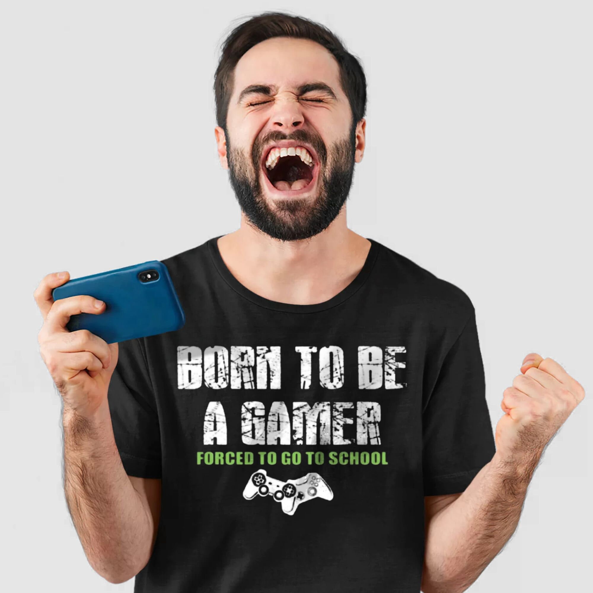 Born To Be A Gamer Forced To Go To School T-Shirt Unisex Top Gift ...
