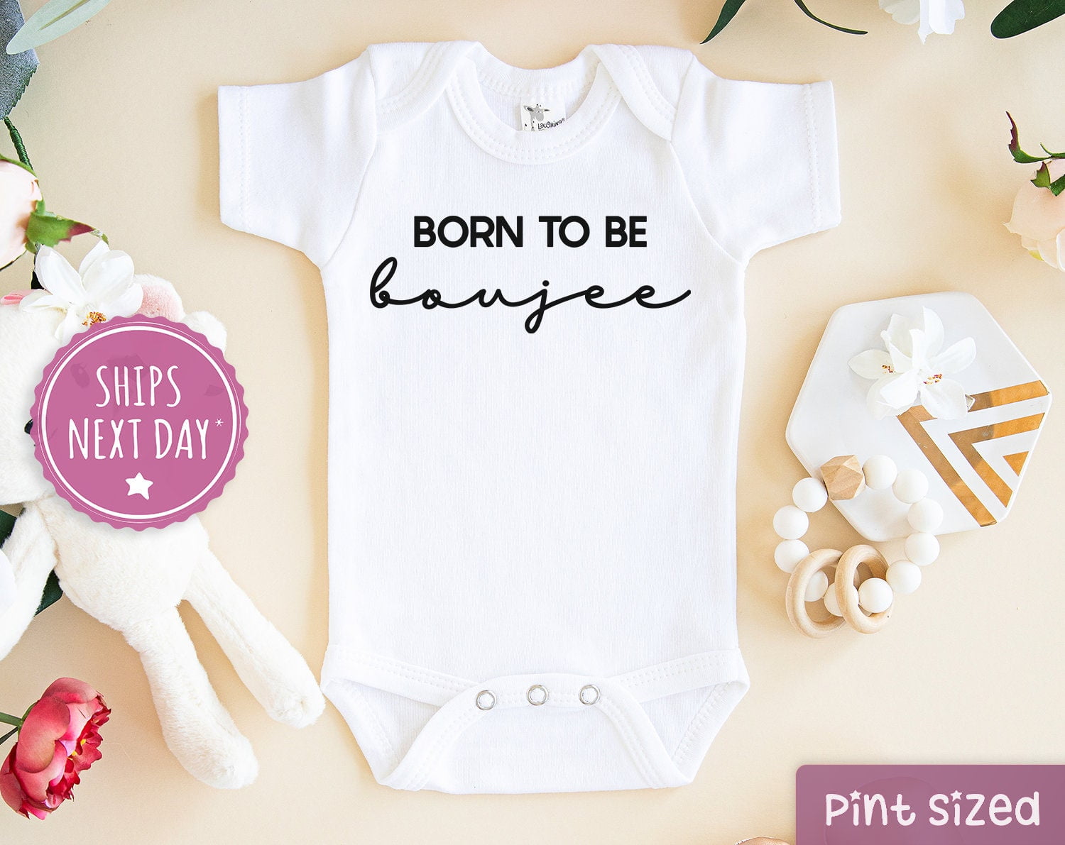Born To Be Boujee Baby Onesie, Cute Trendy Bodysuit, Minimalist Baby ...